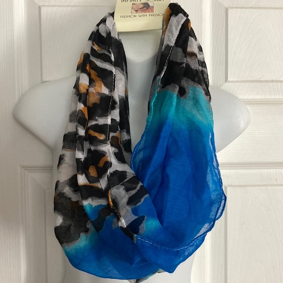 LAVELLO | Accessories | Womens Lavello Blue Animal Print Infinity Scarf ...